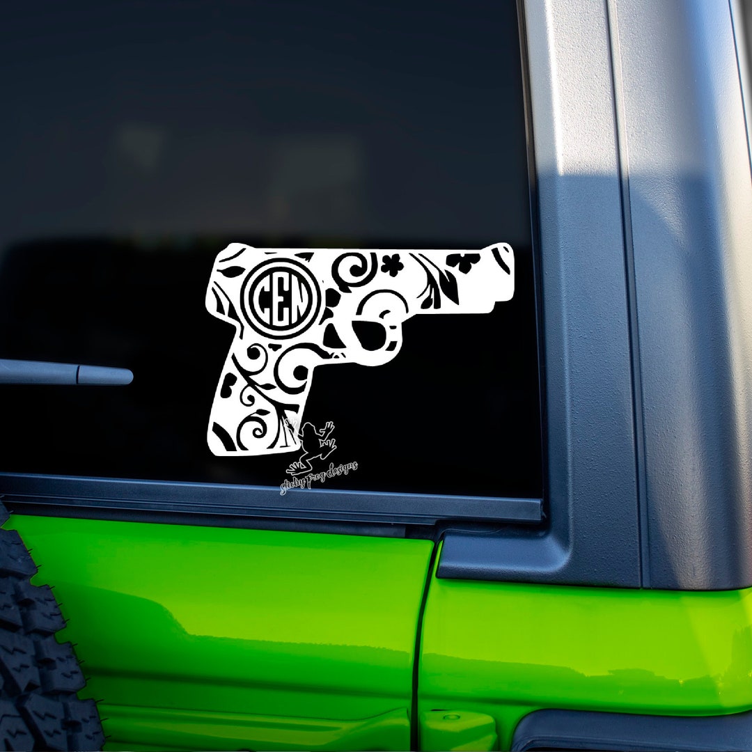 Gun Monogram Decal Pistol Monogram Decal Firearm Monogram - Etsy
