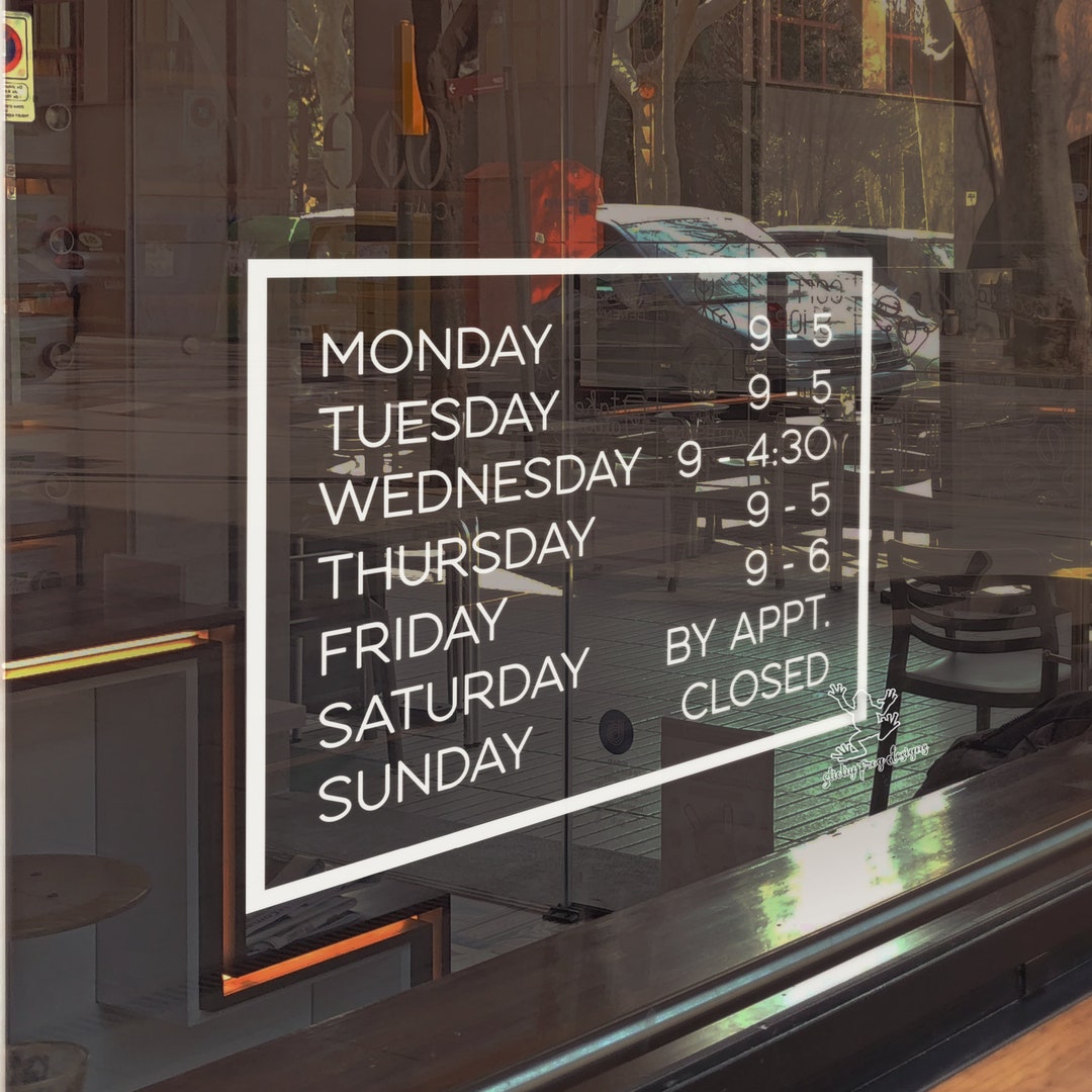 Square Store Hours Decal Personalized Business Signage - Etsy