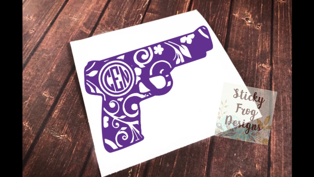 Gun Monogram Decal Pistol Monogram Decal Firearm Monogram - Etsy