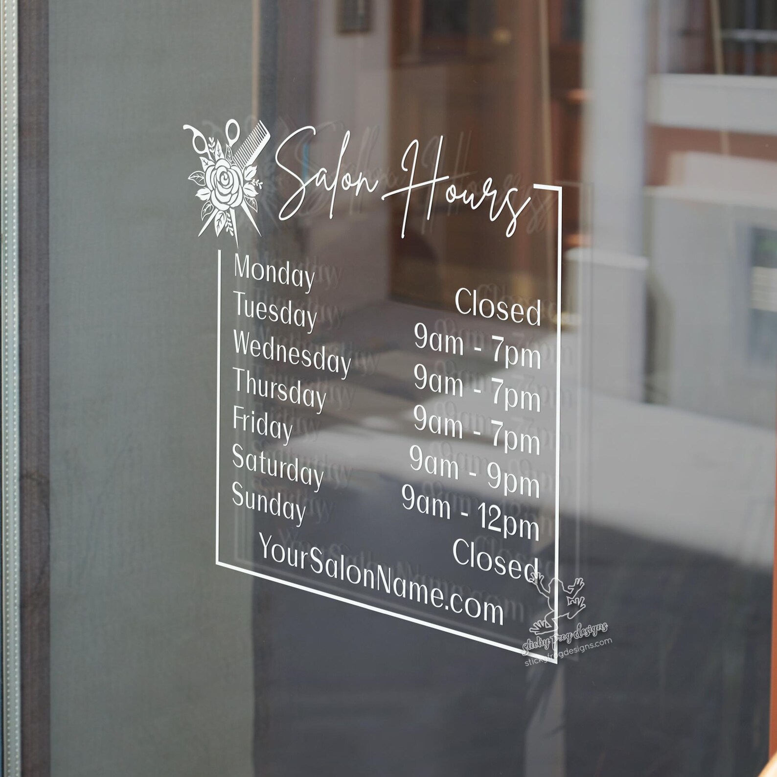 Hair Salon Hours Decal - Personalized Salon Studio Signage - Custom ...