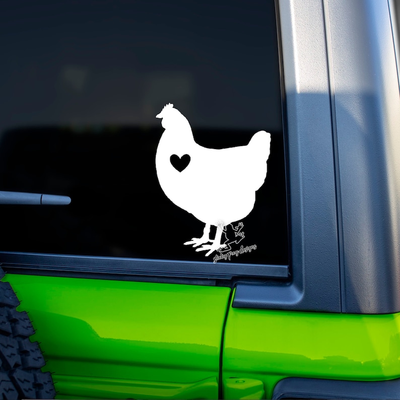 Chicken Decal - Chicken Heart Vinyl Sticker – Farm Animal Decal for Car ...