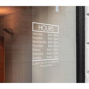 Store Hours Decal - Personalized Business Signage - Custom Open Close ...