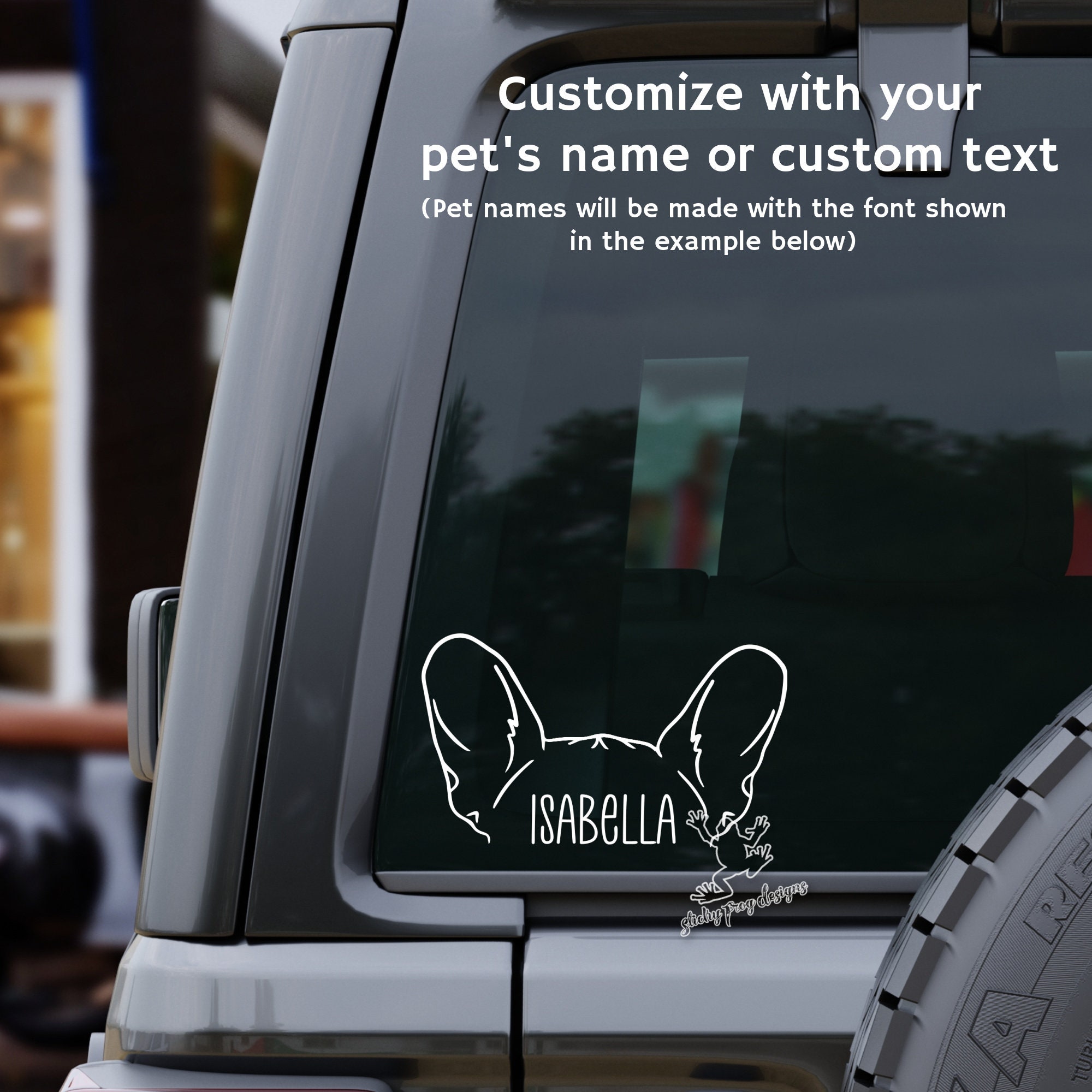 French Bulldog Ear Decal - Personalized Pet Vinyl Sticker - Unique Pet ...