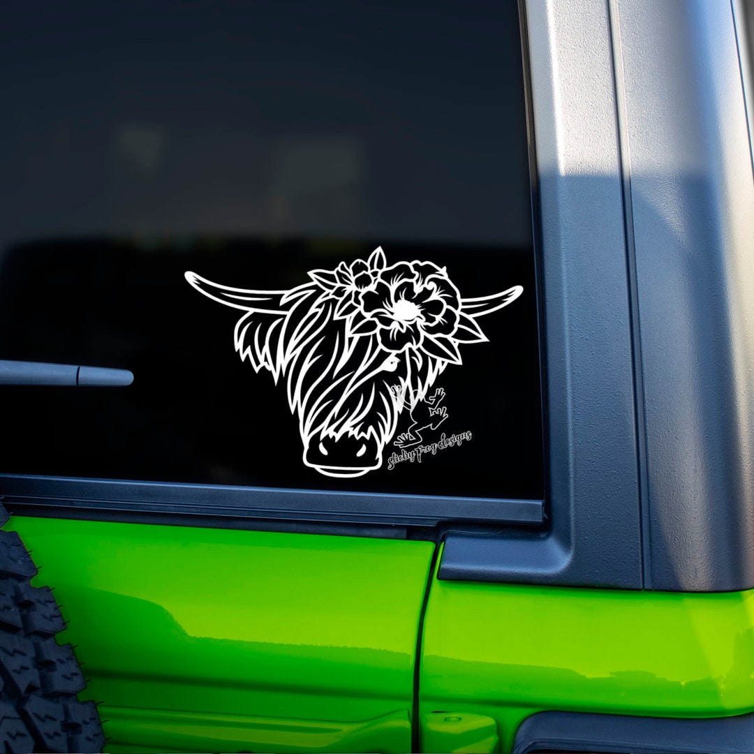 Highland Cow Decal - Cute Cow Inspired Car Decor - Cow Theme Vinyl ...