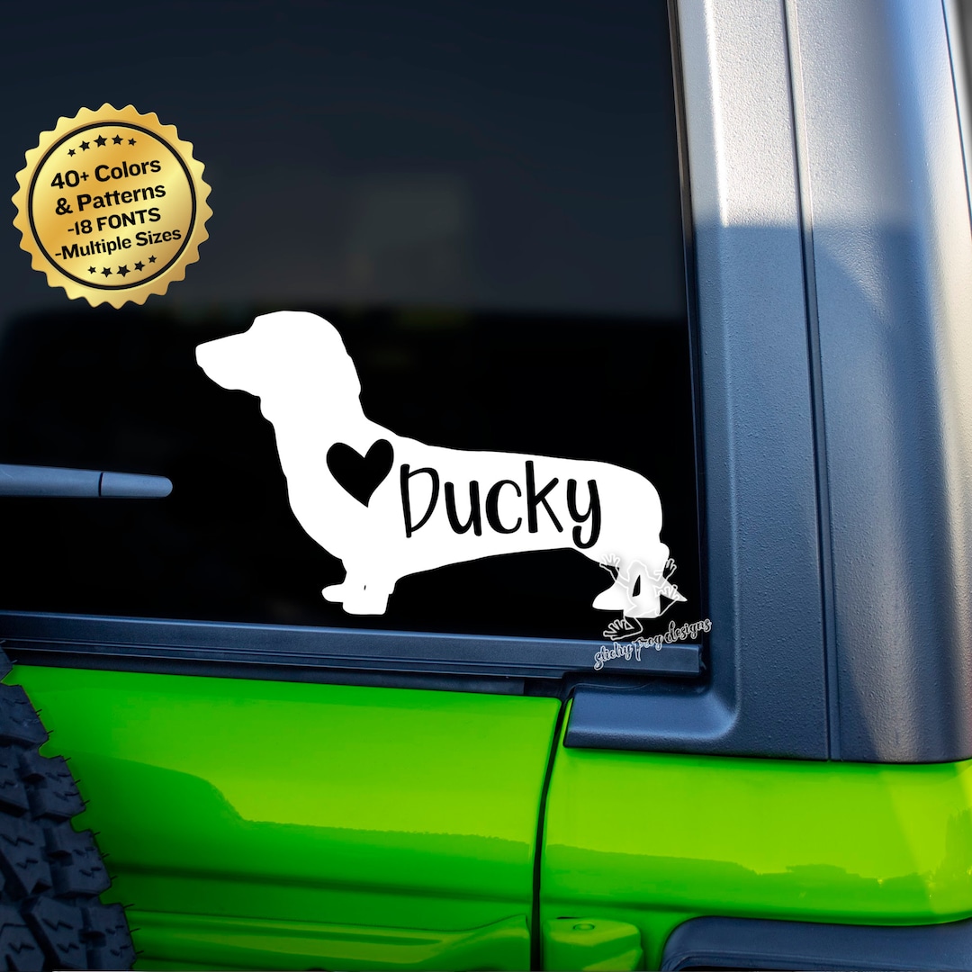 Custom Dachshund Name Decal - Personalized Dachshund Sticker for Cars ...