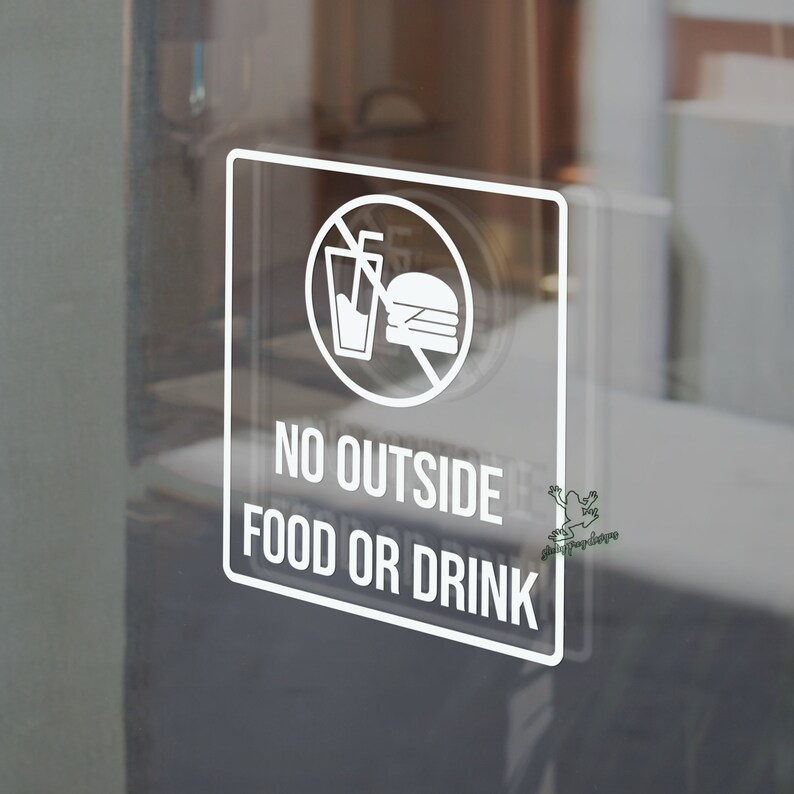 No Food or Drinks Sign Decal - No Outside Food Vinyl Sticker - Entryway ...