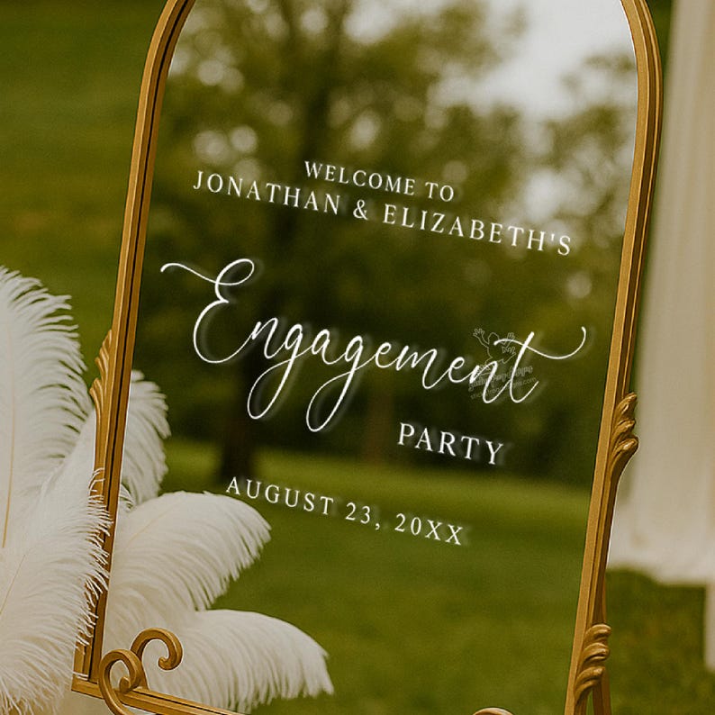 Custom Engagement Decal – Engagement Party Welcome Sign Sticker ...