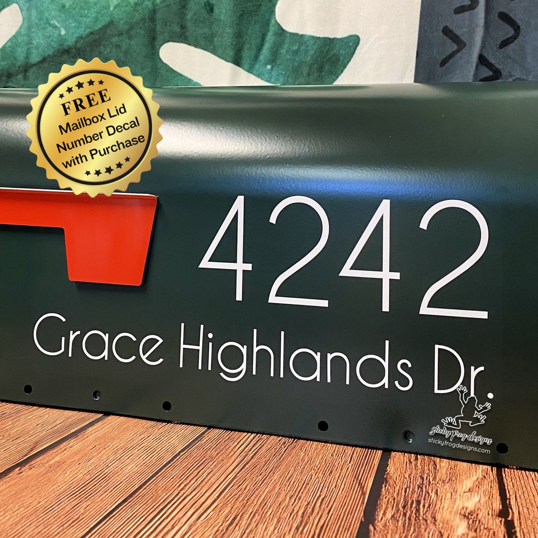 Modern Style Mailbox Decal - Custom House Number & Address Sticker ...