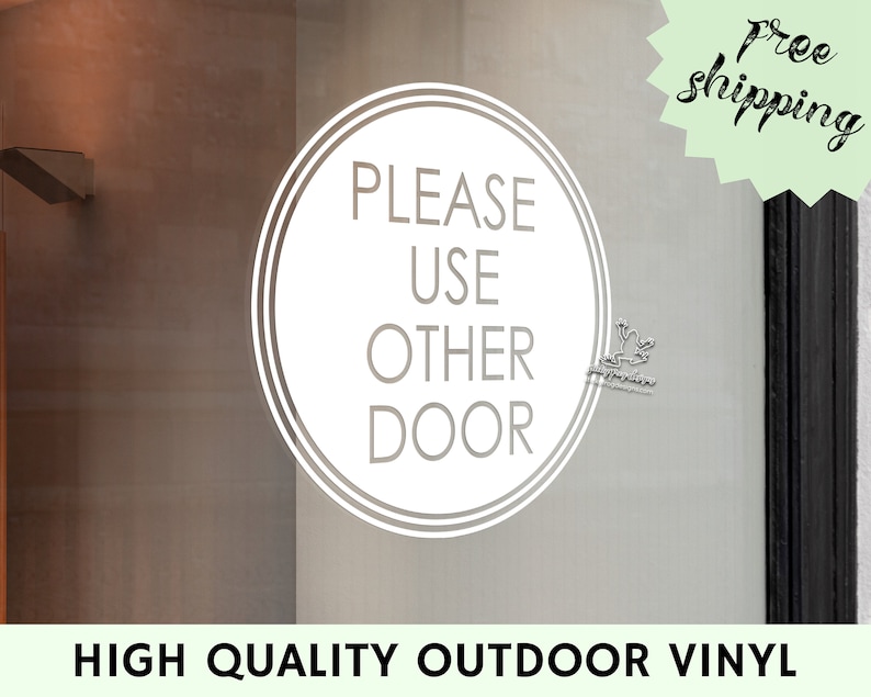 Please Use Other Door Decal - Round Directional Vinyl Sticker ...