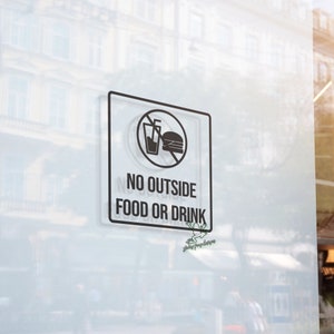 No Food or Drinks Sign Decal - No Outside Food Vinyl Sticker - Entryway ...