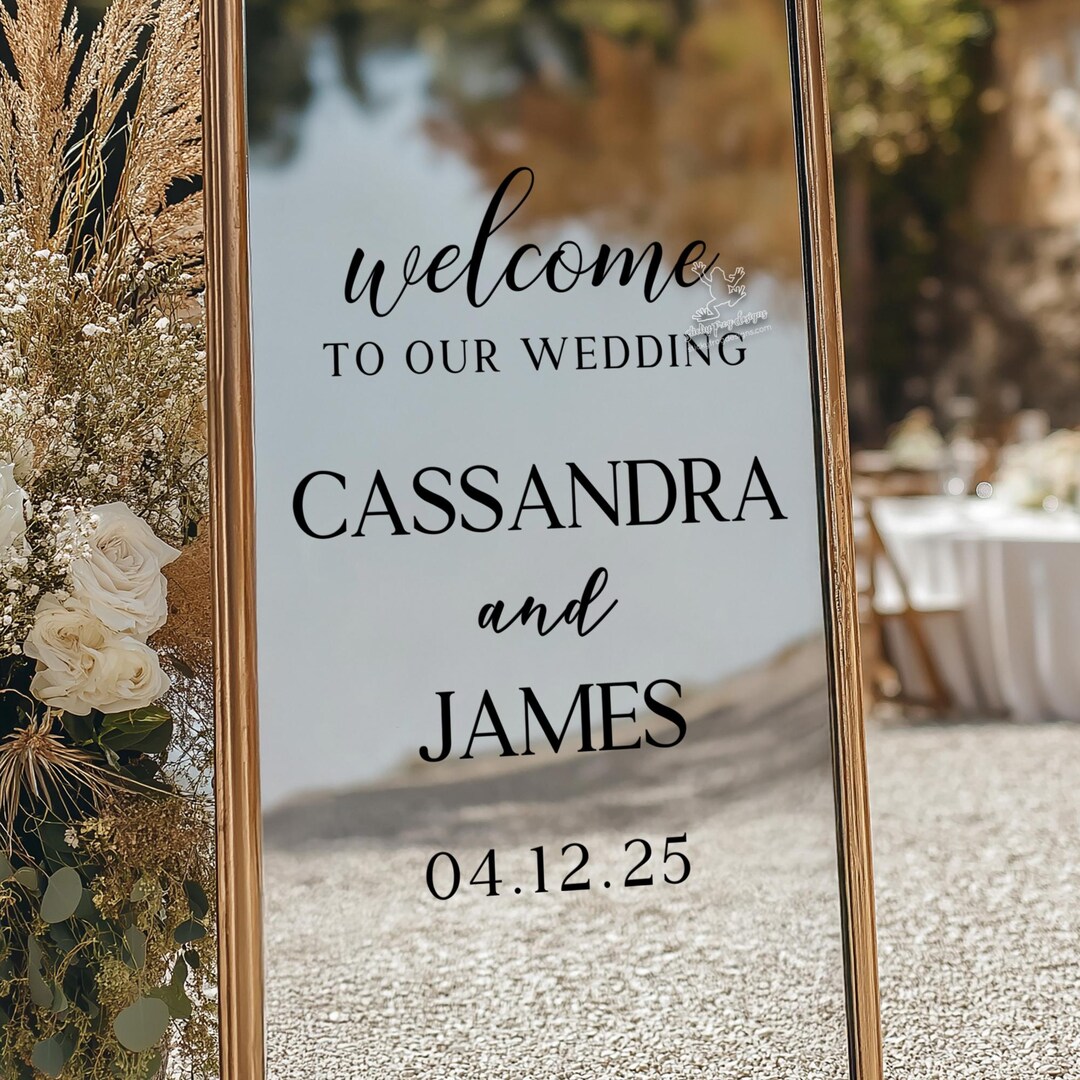 Personalized Wedding Decal - Wedding Mirror Sticker - Elegant Custom ...