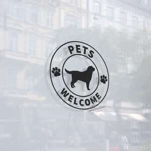Pets Welcome Decal - Dog Friendly Vinyl Sticker - Entryway Signage for ...