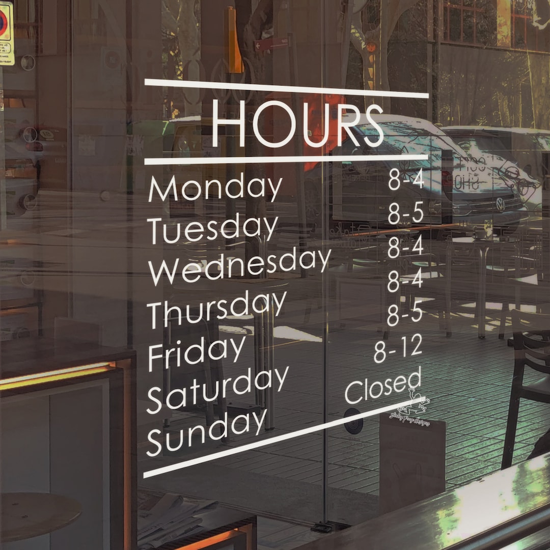 Store Hours Decal - Personalized Business Signage - Custom Open Close ...