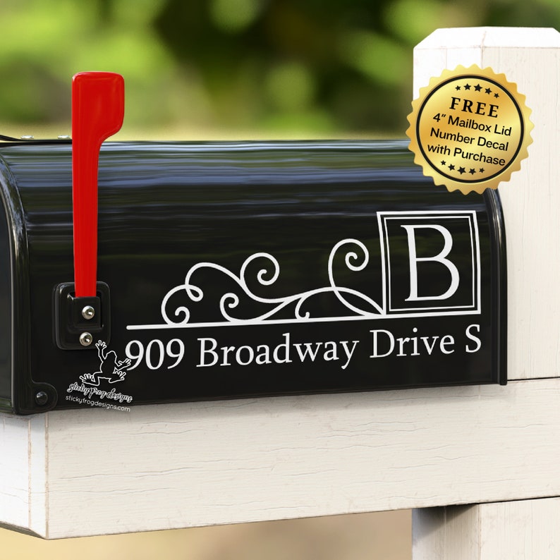 Mailbox Decal Personalized With Last Name Monogram & Address ...