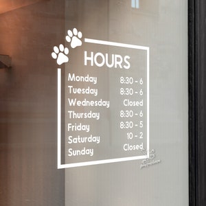 Vet Office Hours Decal - Personalized Pet Store Signage - Custom Open ...