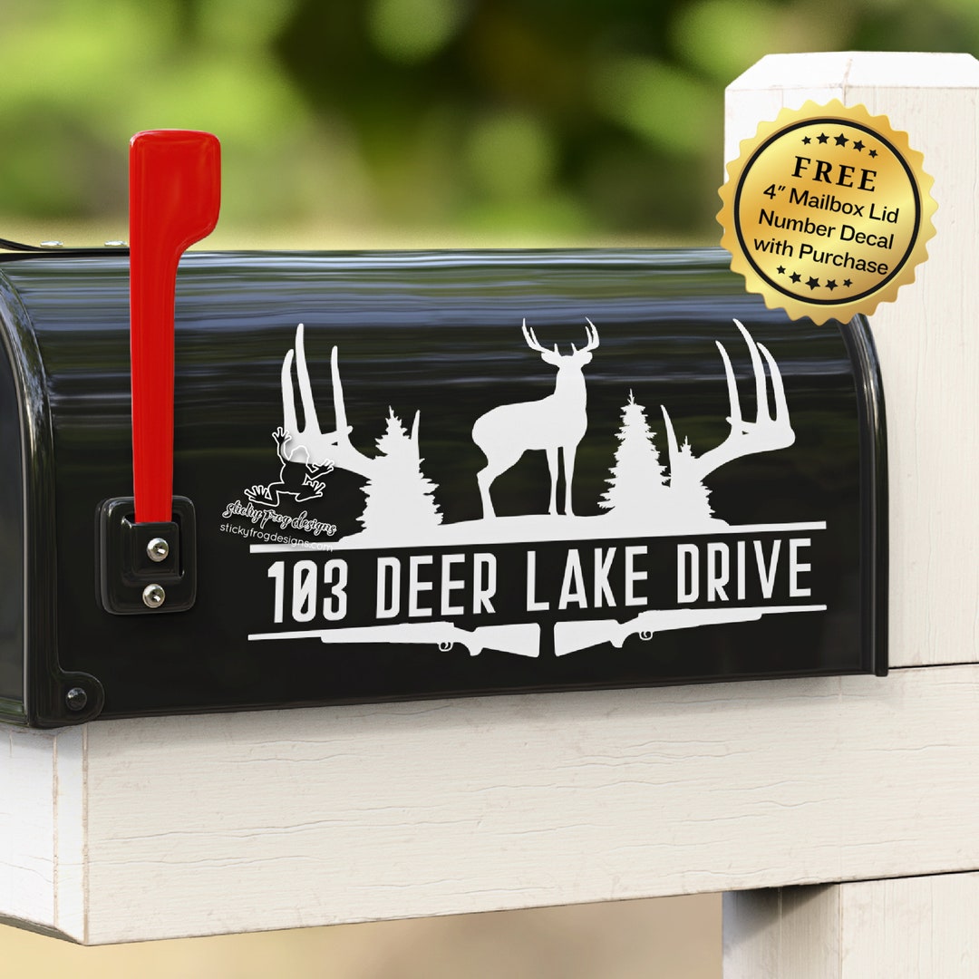 Personalized Deer Mailbox Decal - Custom Hunting Lodge Address Sticker ...