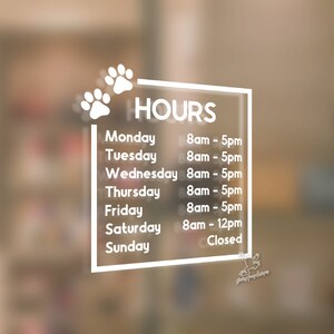 Vet Office Hours Decal - Personalized Pet Store Signage - Custom Open ...