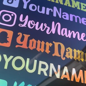 Social Media Username Decal for Cars, Tumblers, and More - Personalized ...