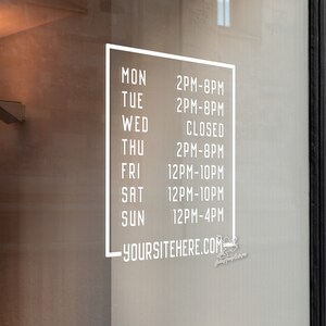 Modern Store Hours Decal - Personalized Business Signage - Custom Open ...