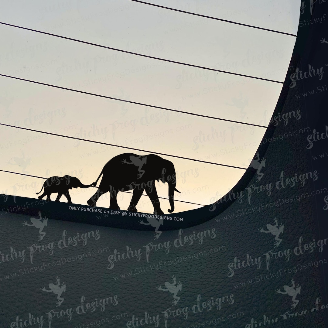 Elephant Decal – Elephant Vinyl Sticker – Mother & Baby Elephant ...