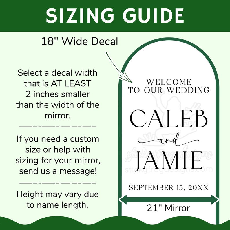 Welcome to Our Wedding Sign - Vinyl Wedding Mirror Sticker - Custom ...