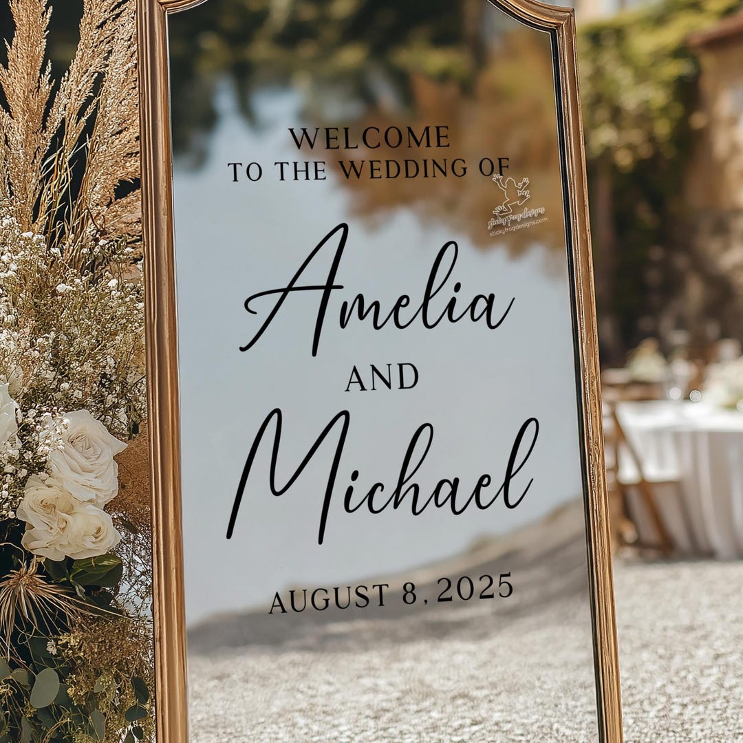 Personalized Wedding Decal - Wedding Mirror Sticker - Elegant Custom ...