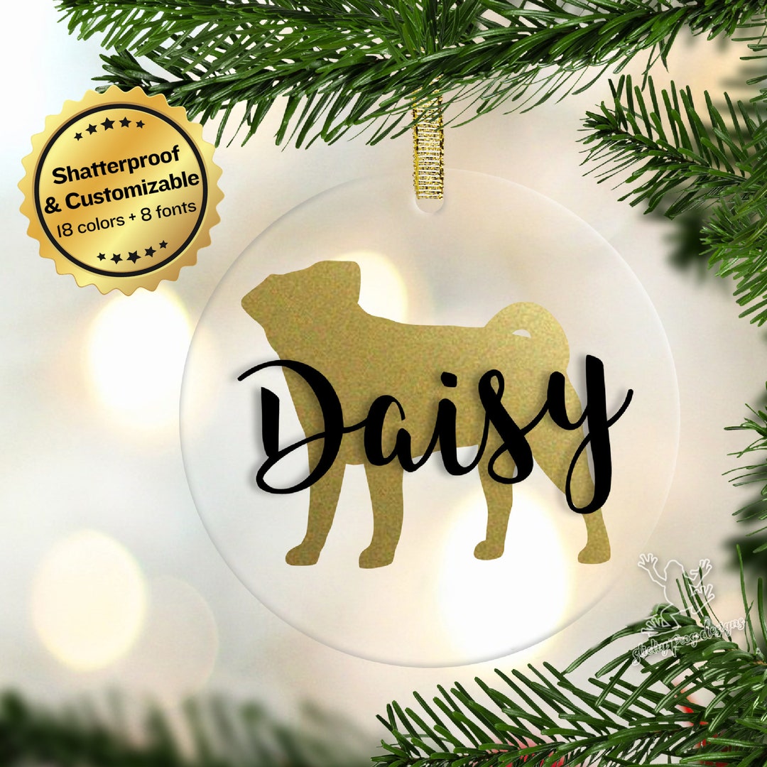 Personalized Pug Ornament - Custom Pug Christmas Tree Decor - Gift for ...