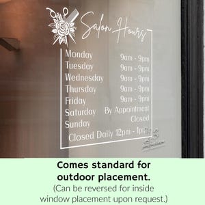 Hair Salon Hours Decal - Personalized Salon Studio Signage - Custom ...