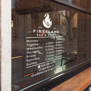 Store Hours Decal - Business Logo Window Sticker - Custom Hours of ...