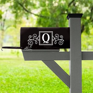Initial Mailbox Decal - Choose Size & Color - Ornamental Monogram Vinyl ...