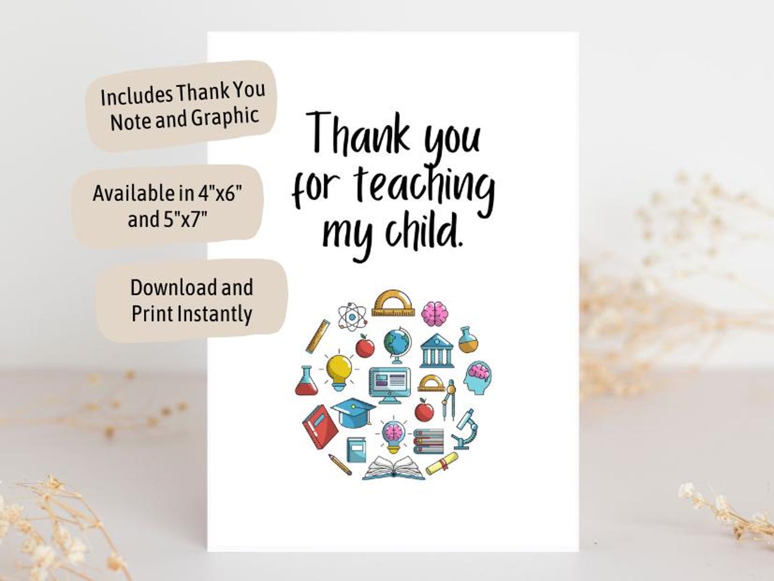 PRINTABLE Thank You Note for Teacher Appreciation Week | Thank You for ...