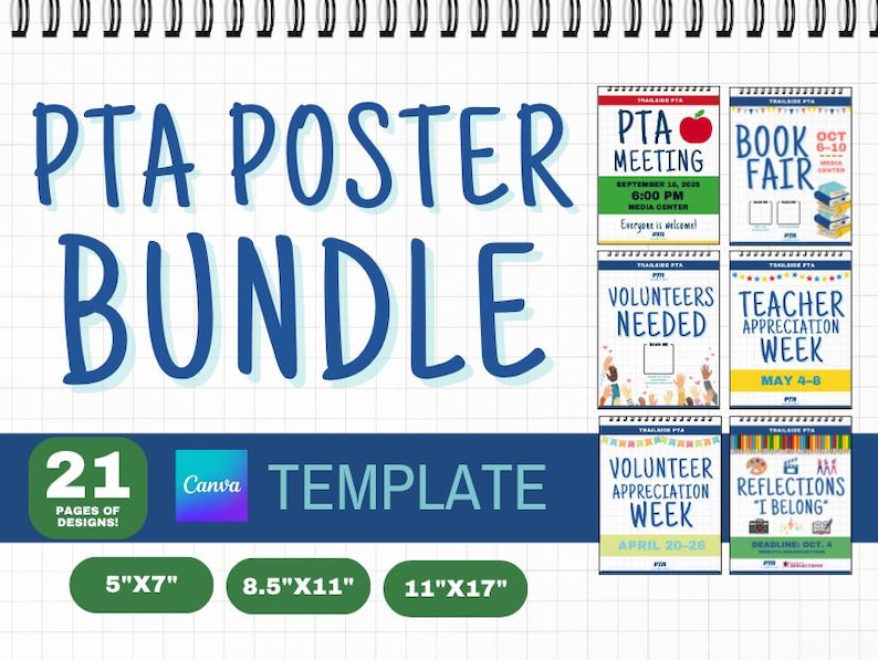 Editable PTA/PTO Canva Template Bundle – Posters, Flyers (digital ...