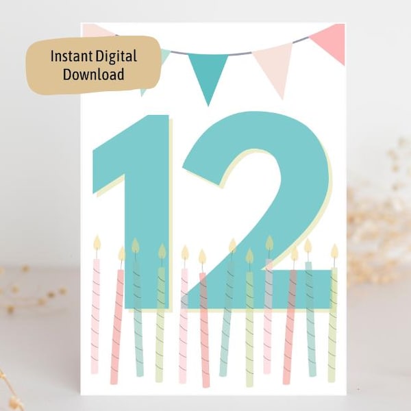 Happy Birthday 12 Year Old Girl Card - Etsy