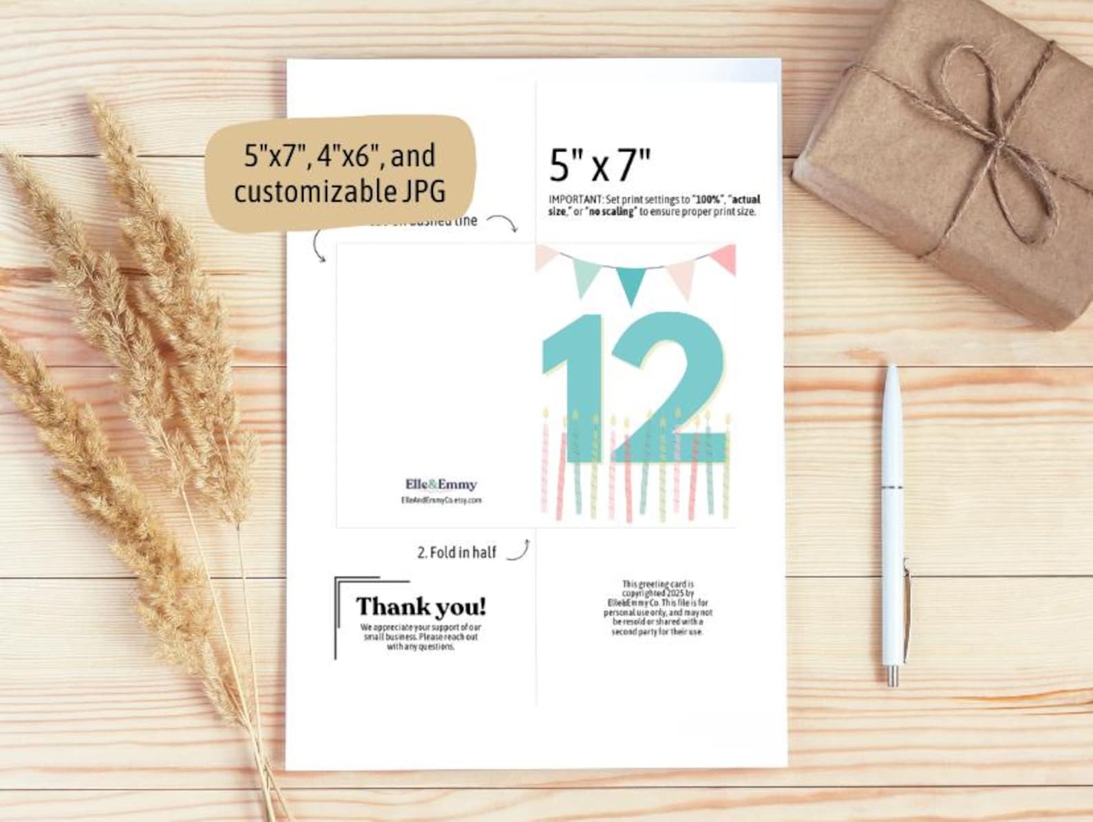 PRINTABLE 12th Birthday Card Printable Card for Girls Boys Birthday ...
