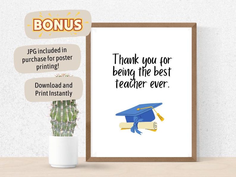 PRINTABLE 2-IN-1 Best Teacher Ever Card & Poster Teacher Appreciation ...