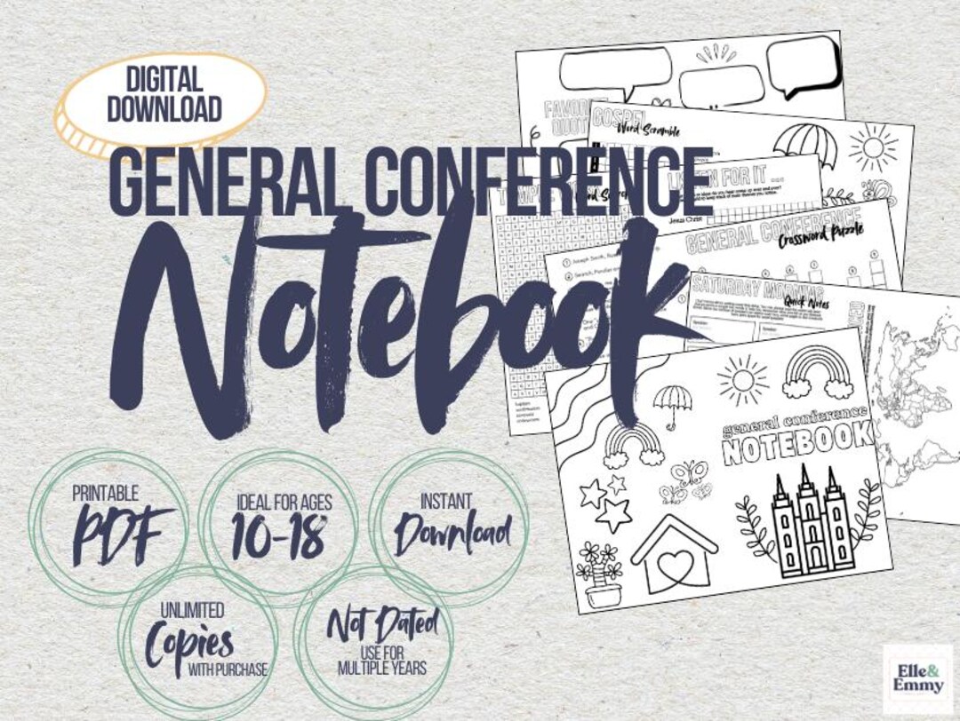 PRINTABLE General Conference Notebook for Youth Teens Kids 10+ Senior ...