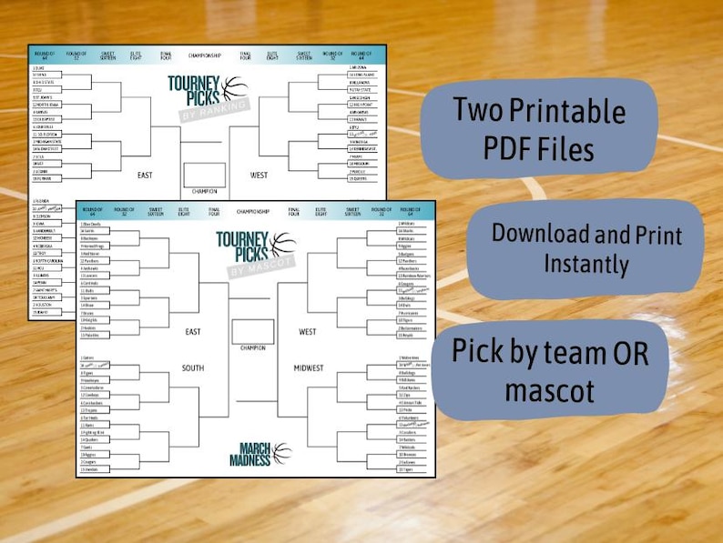 2026 NCAA March Madness Printable Bracket for Kids and Adults ...