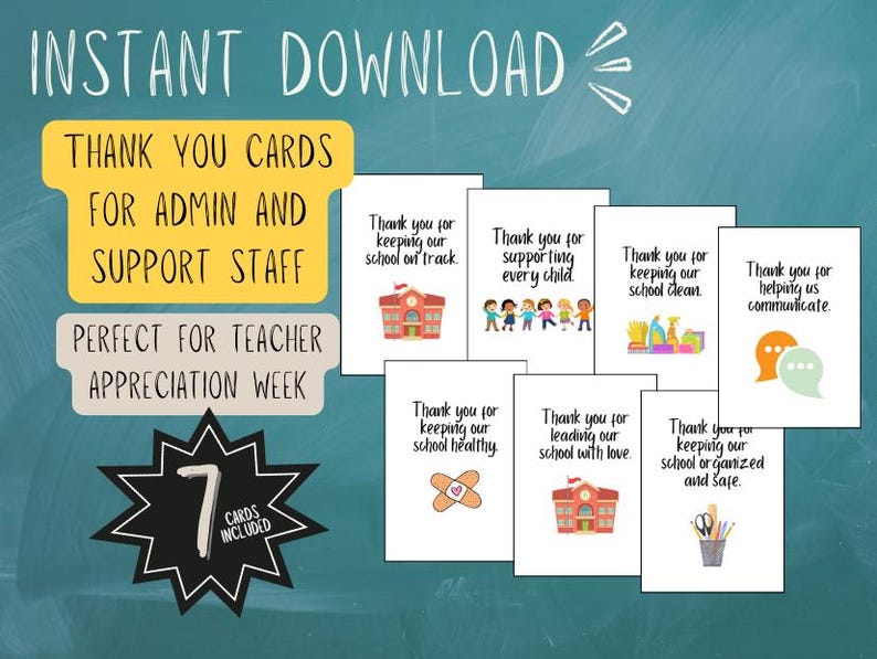 PRINTABLE 7-card BUNDLE + Posters! | Admin and Staff Thank You Card ...
