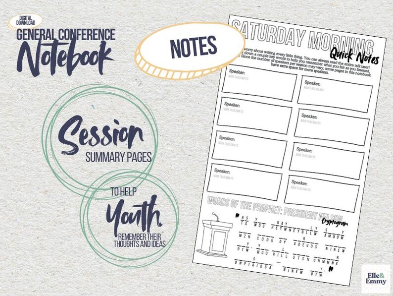 PRINTABLE General Conference Notebook for Youth Teens Kids 10+ Senior ...