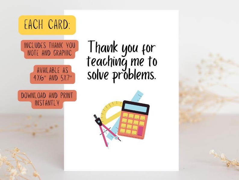 PRINTABLE High School Teacher Thank You Card Bundle | 12 Designs ...