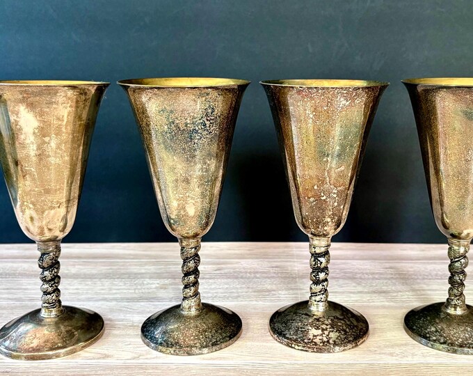 Vintage Silver Plated Wine Goblets Set of 4 – Ornate Stems - Spain ...