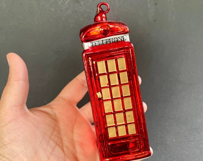 Glass British Red Telephone Booth Chirstmas Ornament Large 5 Inches ...