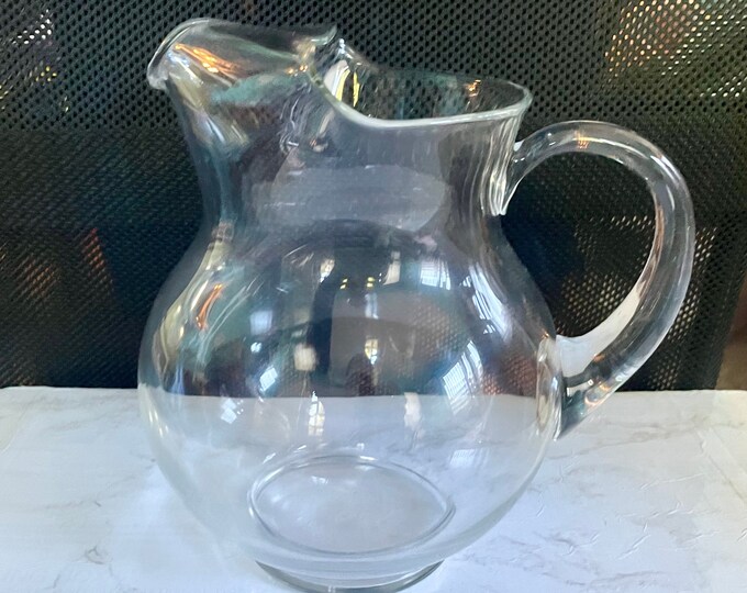 Vintage Clear Glass Ball Pitcher With Ice Lip Large 9 Inches Tall ...