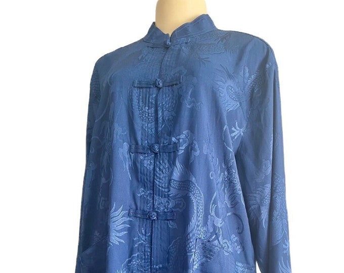 Traditional Chinese Tunic Shirt in Blue With Brocade Decorations of ...