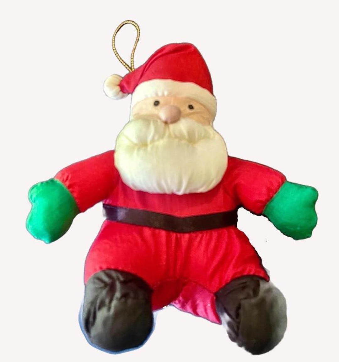 Vintage Santa Ornament – 1996 Plush Nylon – Retro 90s Christmas Decor ...