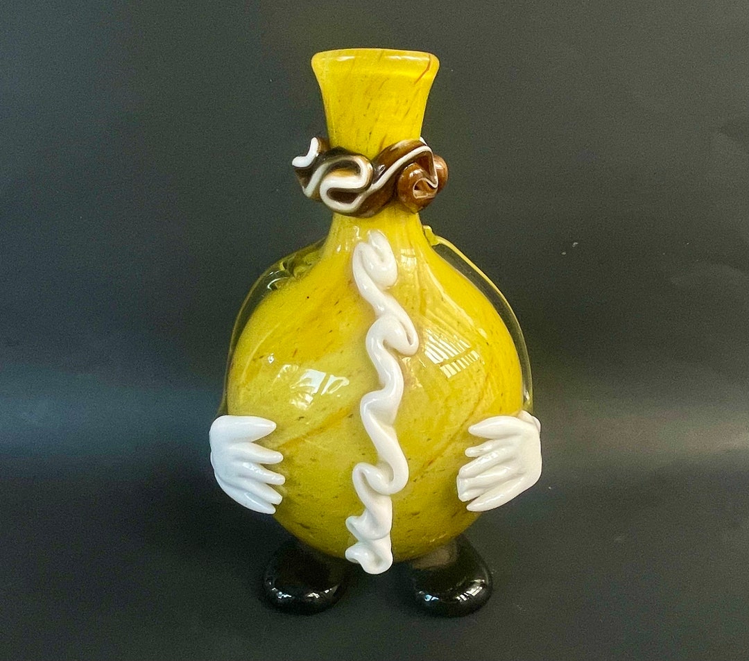 Vintage Murano Glass Clown Decanter Vase With NO HEAD Yellow Glass Art ...