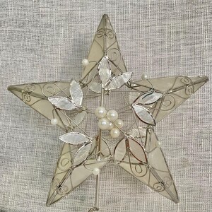 Vintage Capiz Shell Tree Topper Star With Pearls & Silver Tone Metal ...