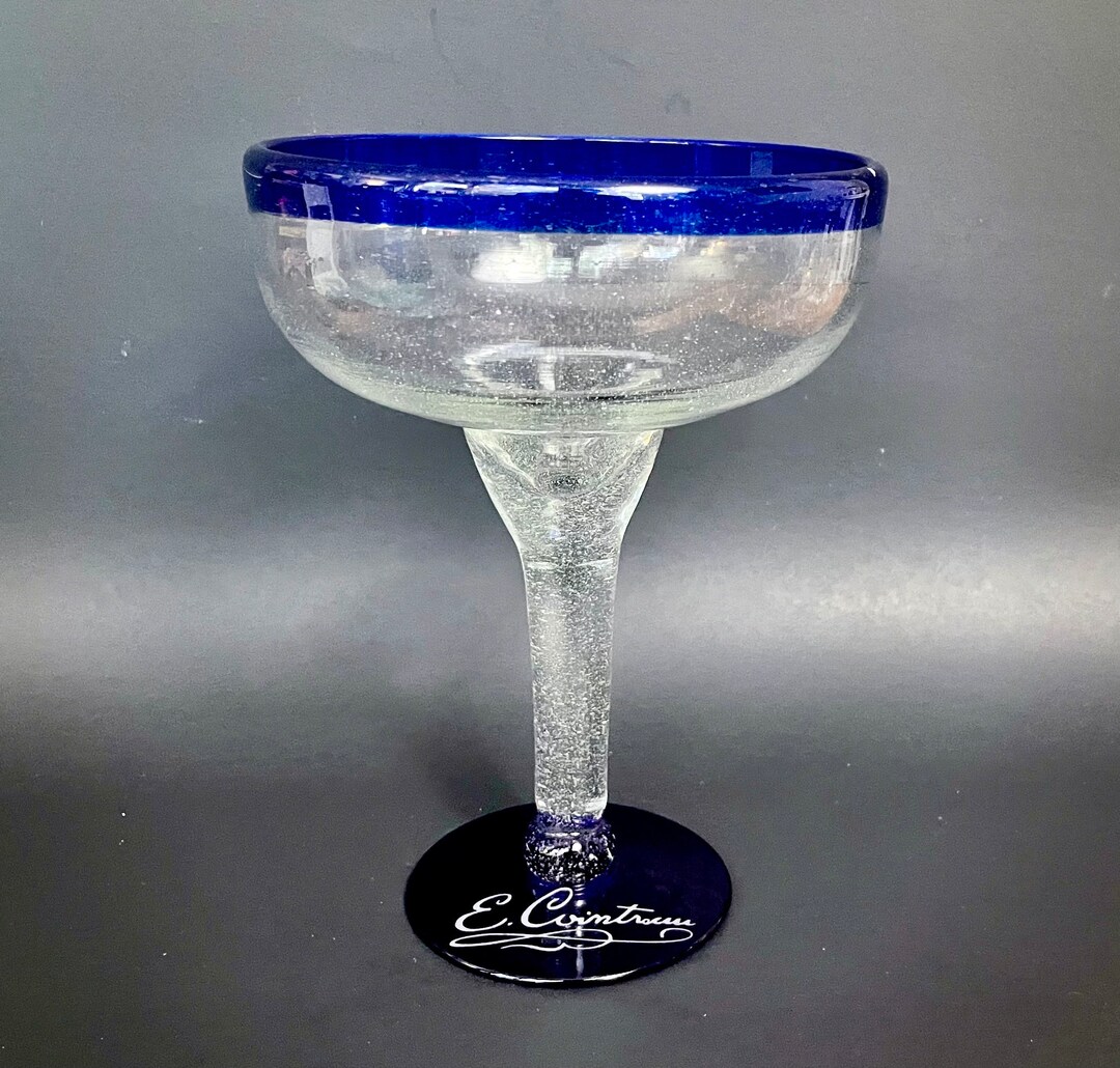 Vintage E Cointreau Margarita Glass Signed With Cobalt Blue Rim & Base ...