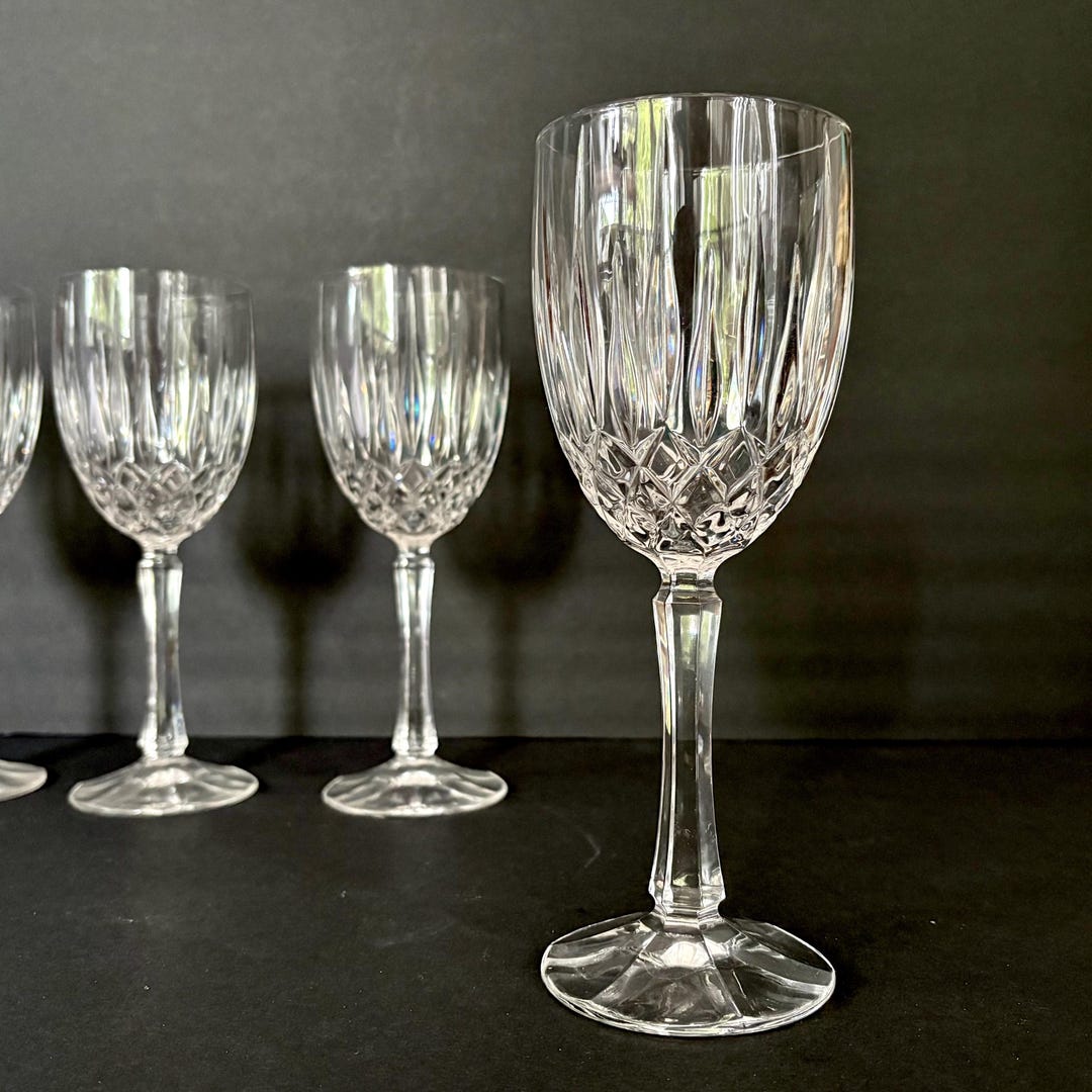 Vintage Gorham Crystal Regalta Goblets – Cut Diamond Design – Faceted ...