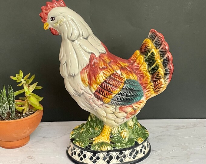 Vintage Ceramic Chicken by CBK Hen Decorative Piece 1998 Farmhouse ...